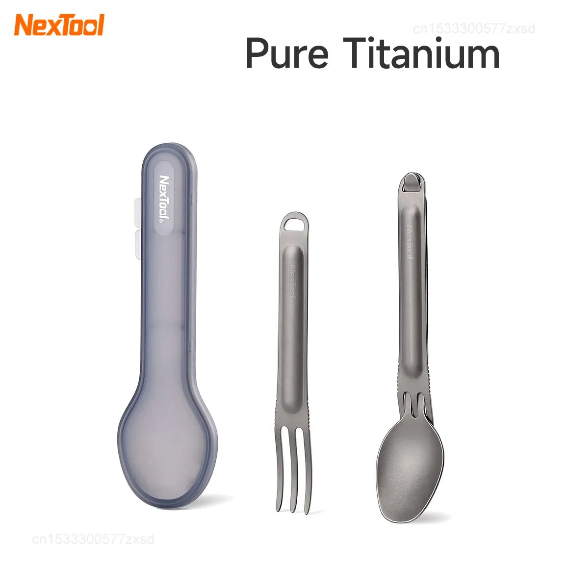 Столовая посуда NexTool из чистого титана, многоразовый набор столовых приборов 2 в 1 со съемными ложками и ложками для спорта на открытом воздухе, удобная для здоровья, Pure Titanium
