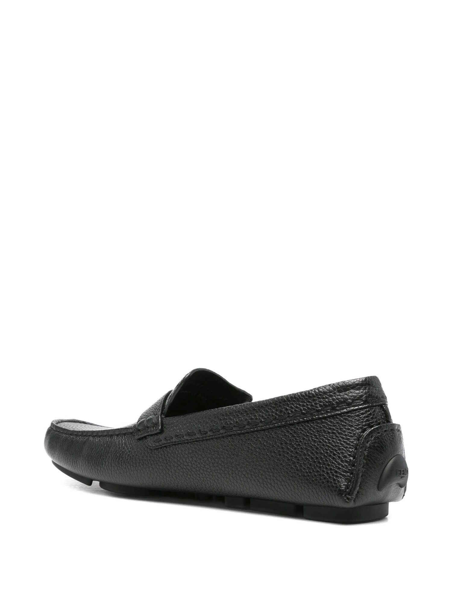 Лоферы FENDI Leather logo-plaque loafers, размер 9, черный — фото 1
