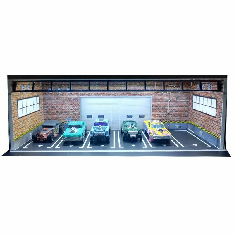 Модель парковки в масштабе 1:64, гараж, имитирующий сцену с красной поворачивающейся головой