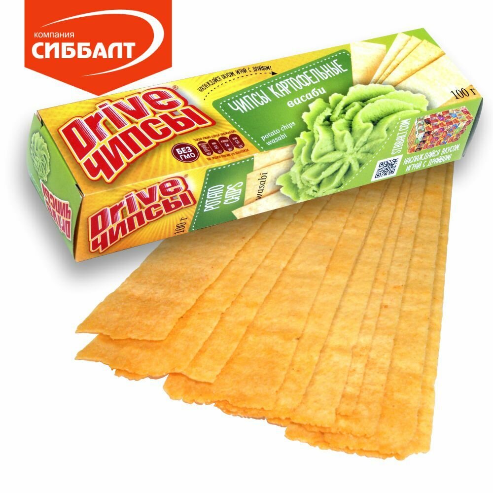 Чипсы Drive картофельные со вкусом васаби (13 пачек)