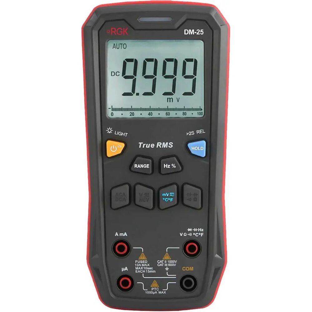 Цифровой мультиметр RGK DM-25 755160, современный, с функцией True RMS, подсветкой дисплея и автоотключением