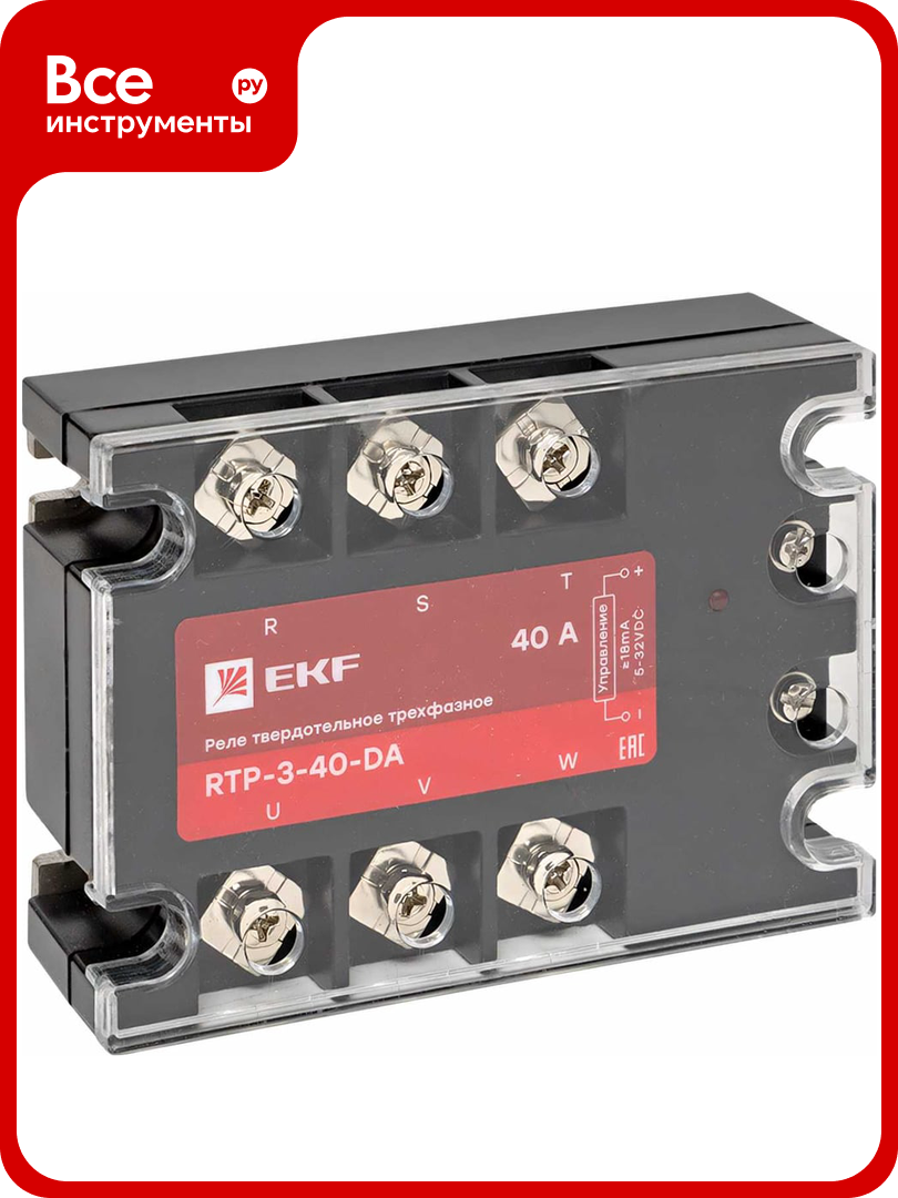 Твердотельное, EKF, трехфазное реле EKF RTP-40-DA PROxima rtp-3-40-da, строя реле в, отвода тепла