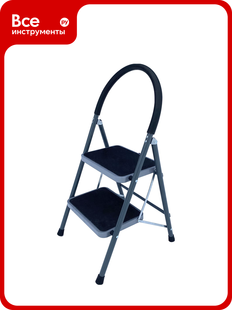 Стальная стремянка Алюмет с широкими ступенями 2 ступени. Серия MCH202, 5 мм, из вспененной