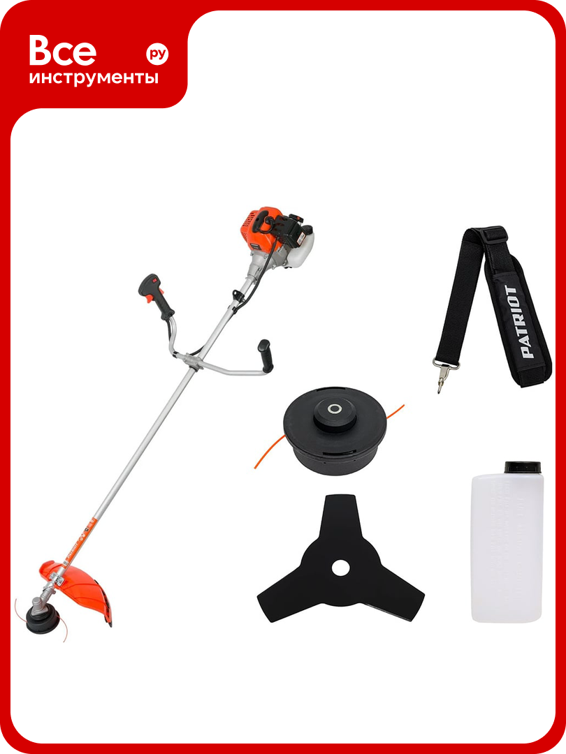 Триммер бензиновый Patriot PT 551 с плавным пуском и антивибрационной системой для скашивания сухостоя