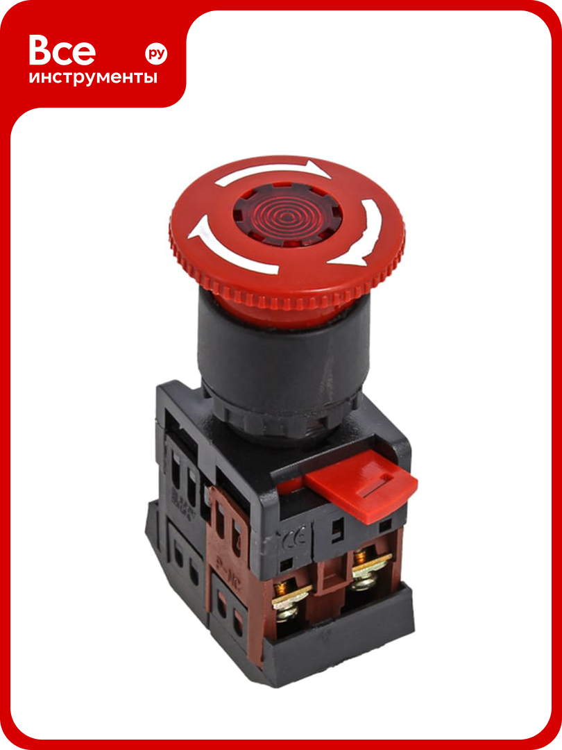 Кнопка EKF PROxima AE-22 поворотная блокировка, NO+NC, Грибок pbn-ae, 660 В, модульный тип, пластиковый корпус