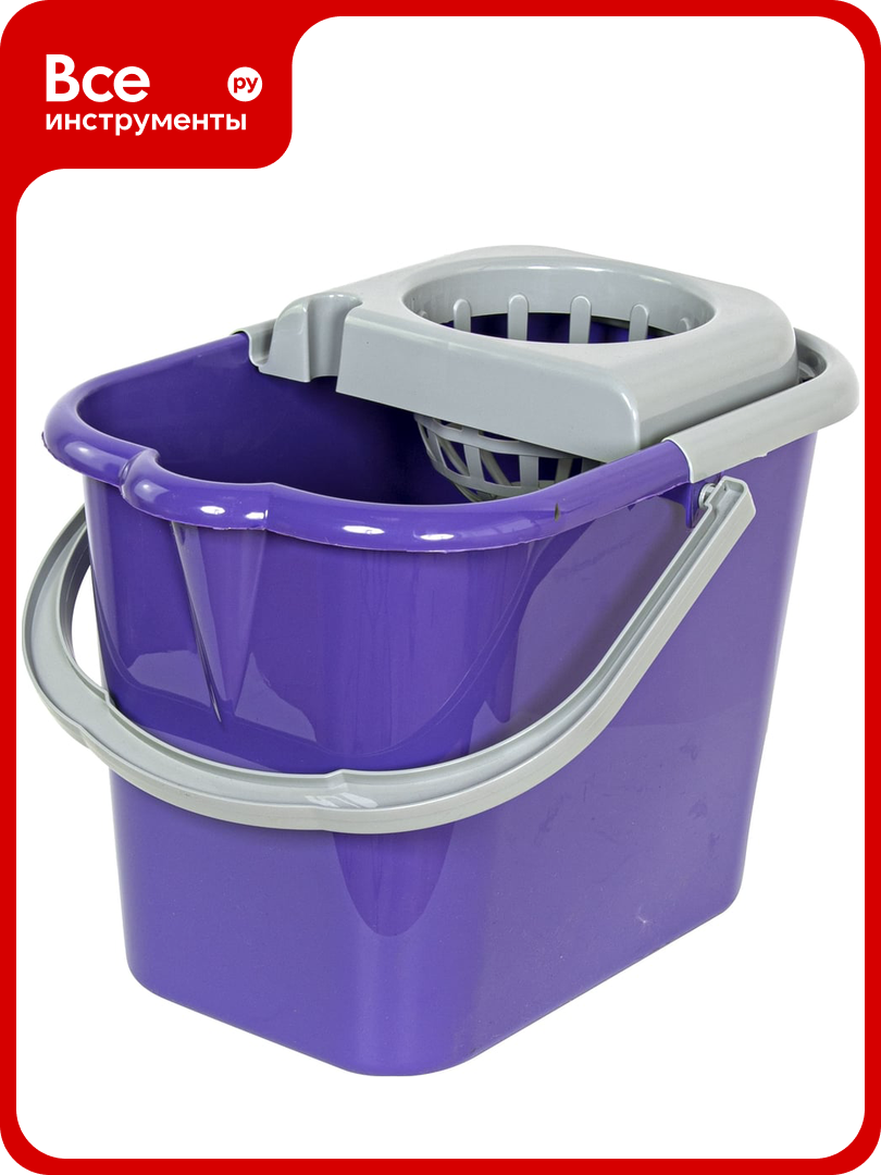 Пластиковое ведро РемоКолор прямоугольное с отжимом, 16л 62-0-016, В зависимости от партии цвет может отличаться от фото