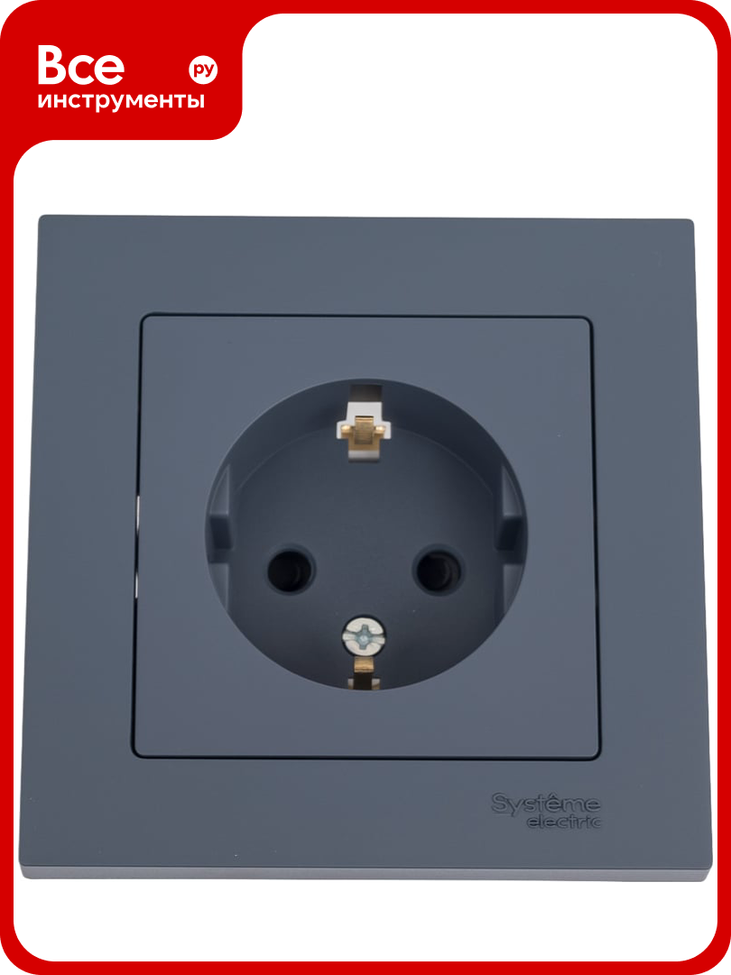 Розетка Systeme Electric AtlasDesign Грифель с/з со шторками, 16А, в сборе SE ATN000744, 16 А