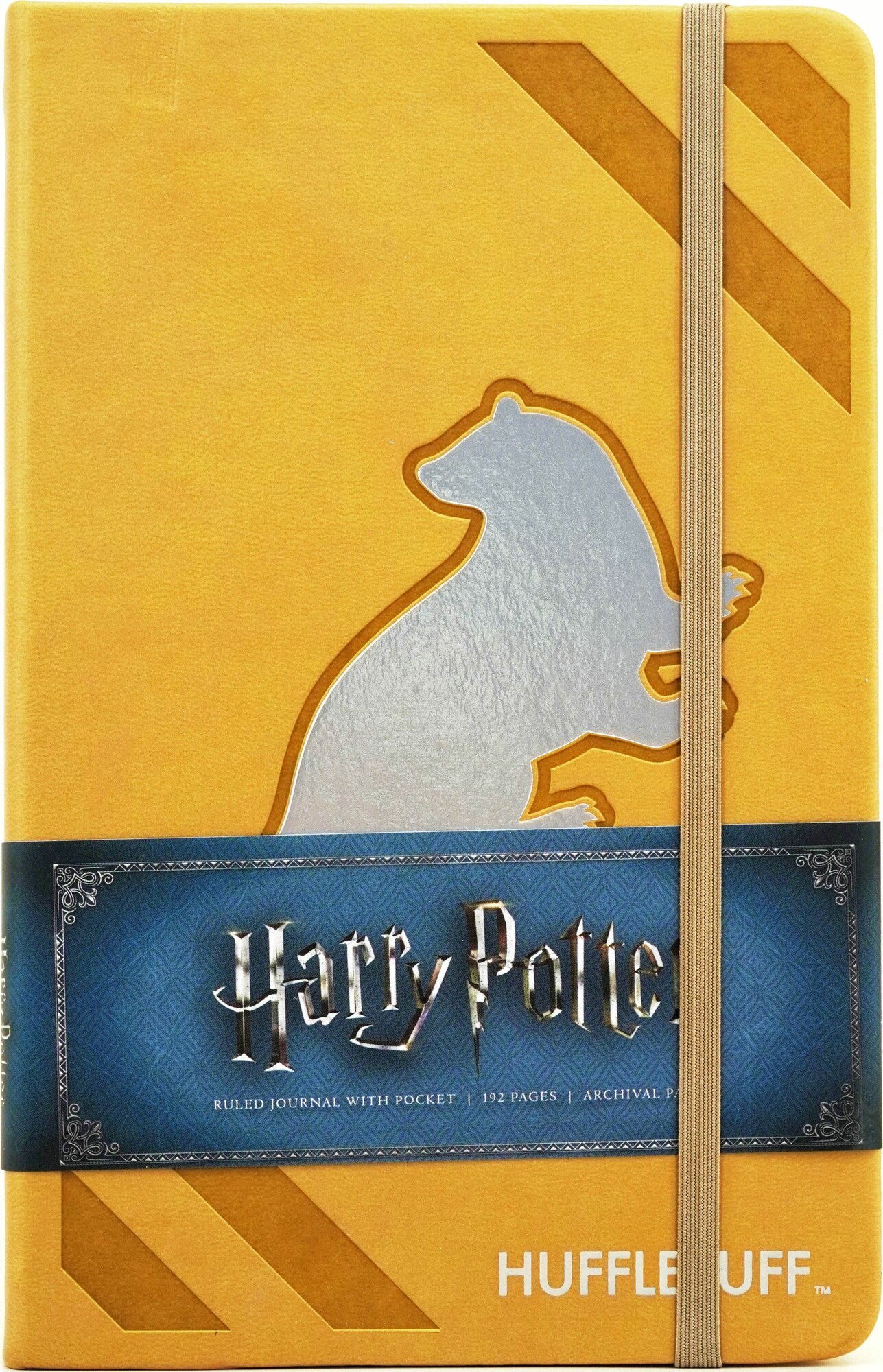 Блокнот Гарри Поттер: Пуффендуй (Harry Potter: Hufflepuff). (А5, 192 л, твердая обложка из эко-кожи, тиснение, блок в линейку, резинка)