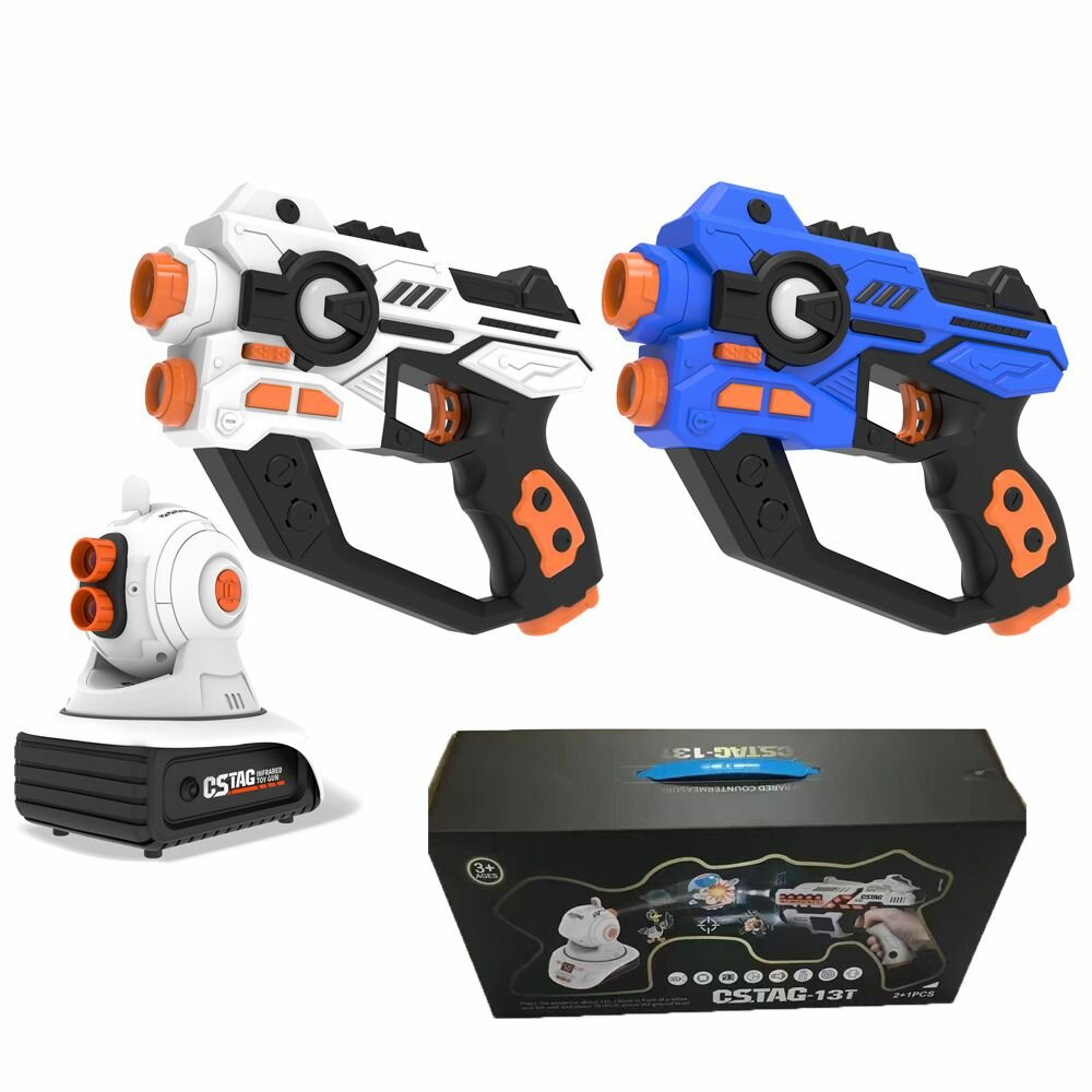Лазертаг: 2 игрушечных пистолета с проектором и цифровым светодиодным табло для подсчета очков. Подарок для детей, подростков и взрослых. Стрельбищные боевые игры с 3 мишенями.