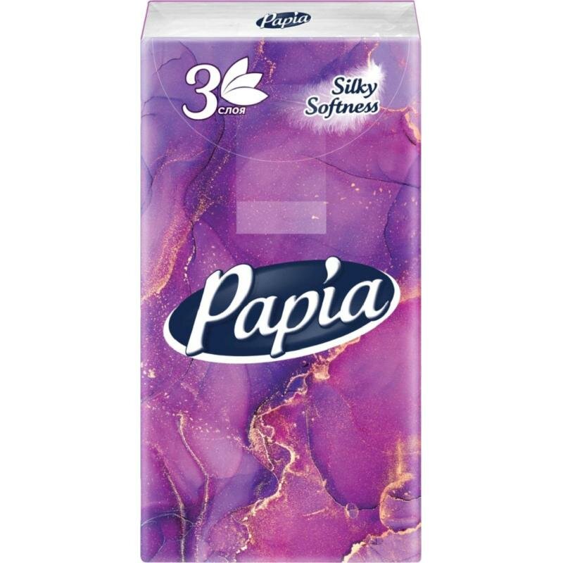 Бумажные платочки Papia "Silky Softness", носовые, 3 слоя, 1 шт