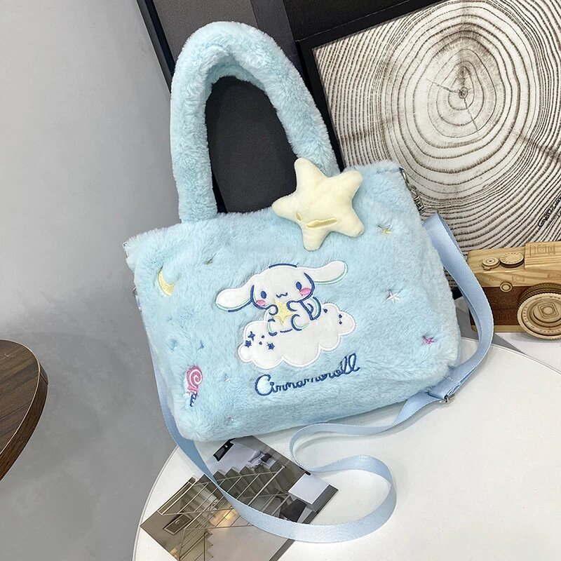 Sanrio Kuromi Hello Kitty плюшевая сумка для плеча kawaii my melody cinnammoroll милый мультипликационный аниме -сумочка сумка для хранения женская девочка подарок, blue, SKU02982