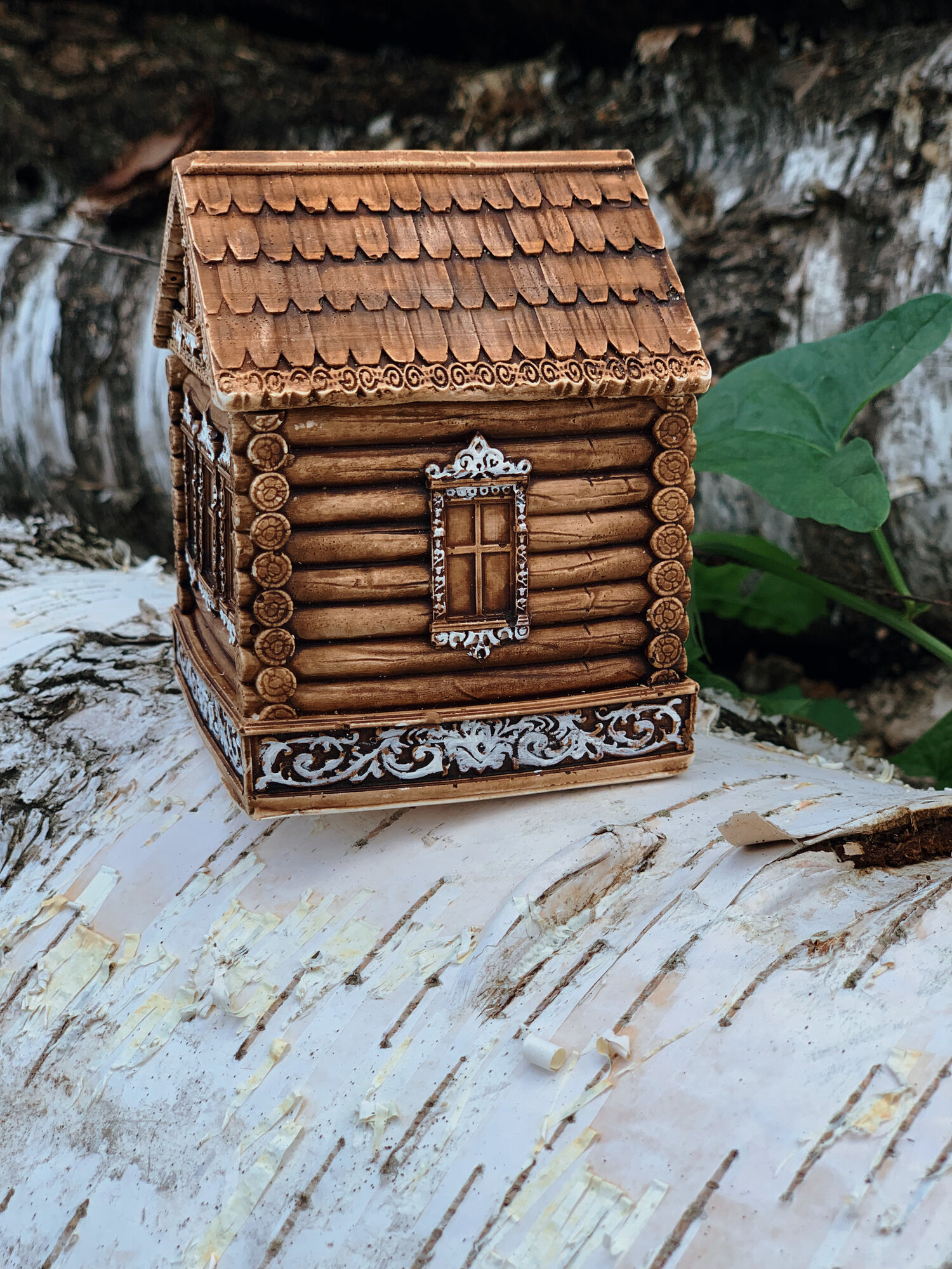 Шкатулка "Деревенский Домик", универсальная, цвет коричневый/серый, 8,5 см x 11,3 см