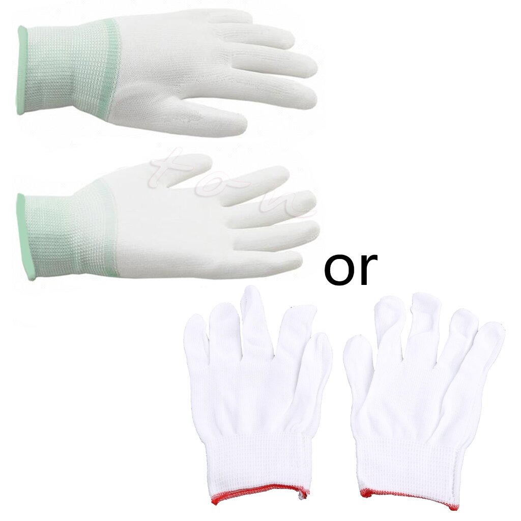 Перчатки с Нейлоновым Полиуретановым Покрытием Для пальцев, Перчатки С Белым Покрытием, Антистатические Перчатки, Чистые Трикотажные Перчатки