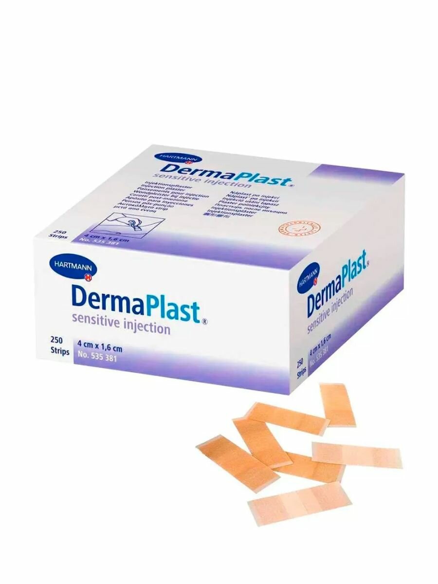 Пластырь DermaPlast soft injection 5353537 мягкий инъекционный на нетканой основе 1,6х4 см 250 шт