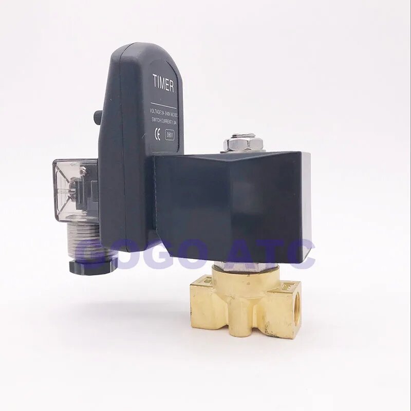 GOGO 0-90bar 2-ходовой водяной Соленоидный клапан высокого давления 1/8 "1/4" BSP отверстие 1,5 мм нормально закрытый латунный таймер дренажный клапан, 1/4", AC220V