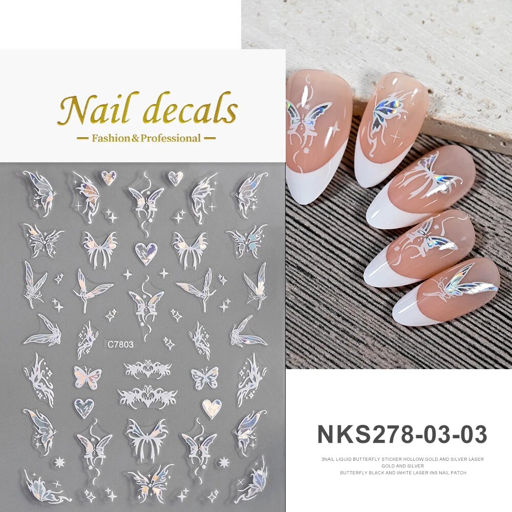 Металлические черные наклейки для ногтей MAFANAILS NKS278-03-03