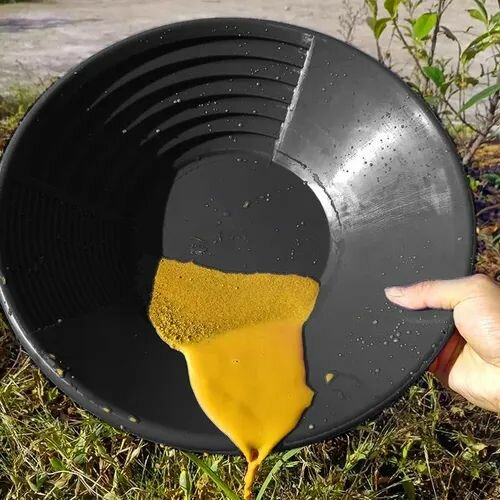 Лоток для промывки золота, ручной привод, общая длина 38 см, цвет черный