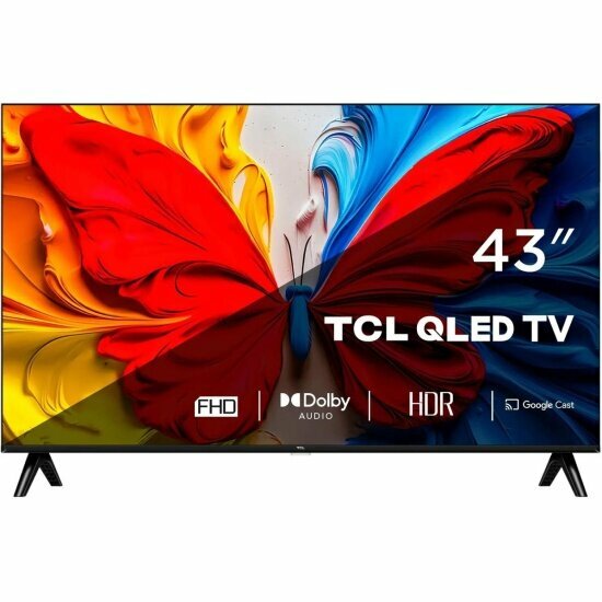 Телевизор Tcl 43S5K-UZ, QLED, FULL HD, Smart Google TV, черный