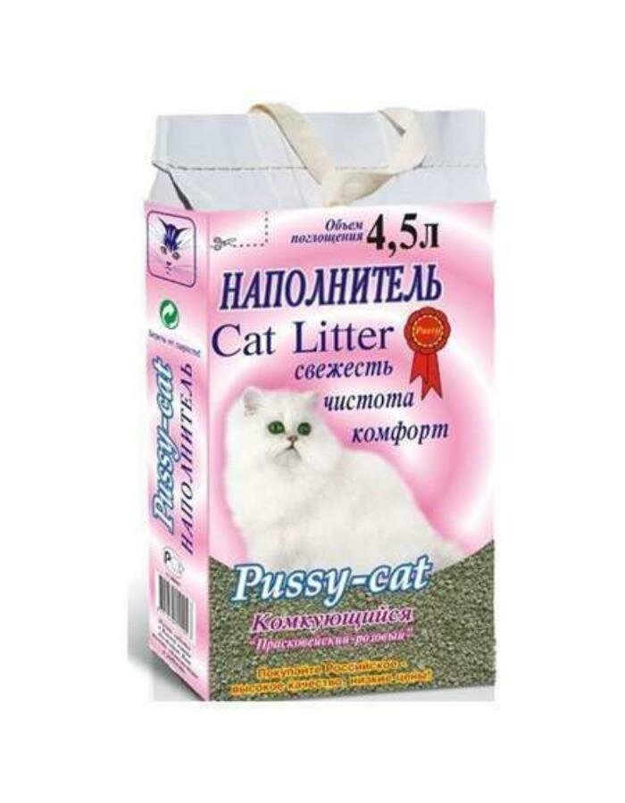 Наполнитель для кошек Пусси-Кет Наколнитель Комкующийся Розовый 3х4,5л