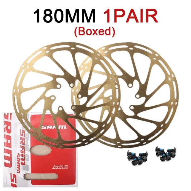 2 шт. SRAM тормозные роторы Bicycle centerline серебристые/радужные/золотые 180-180 Gold