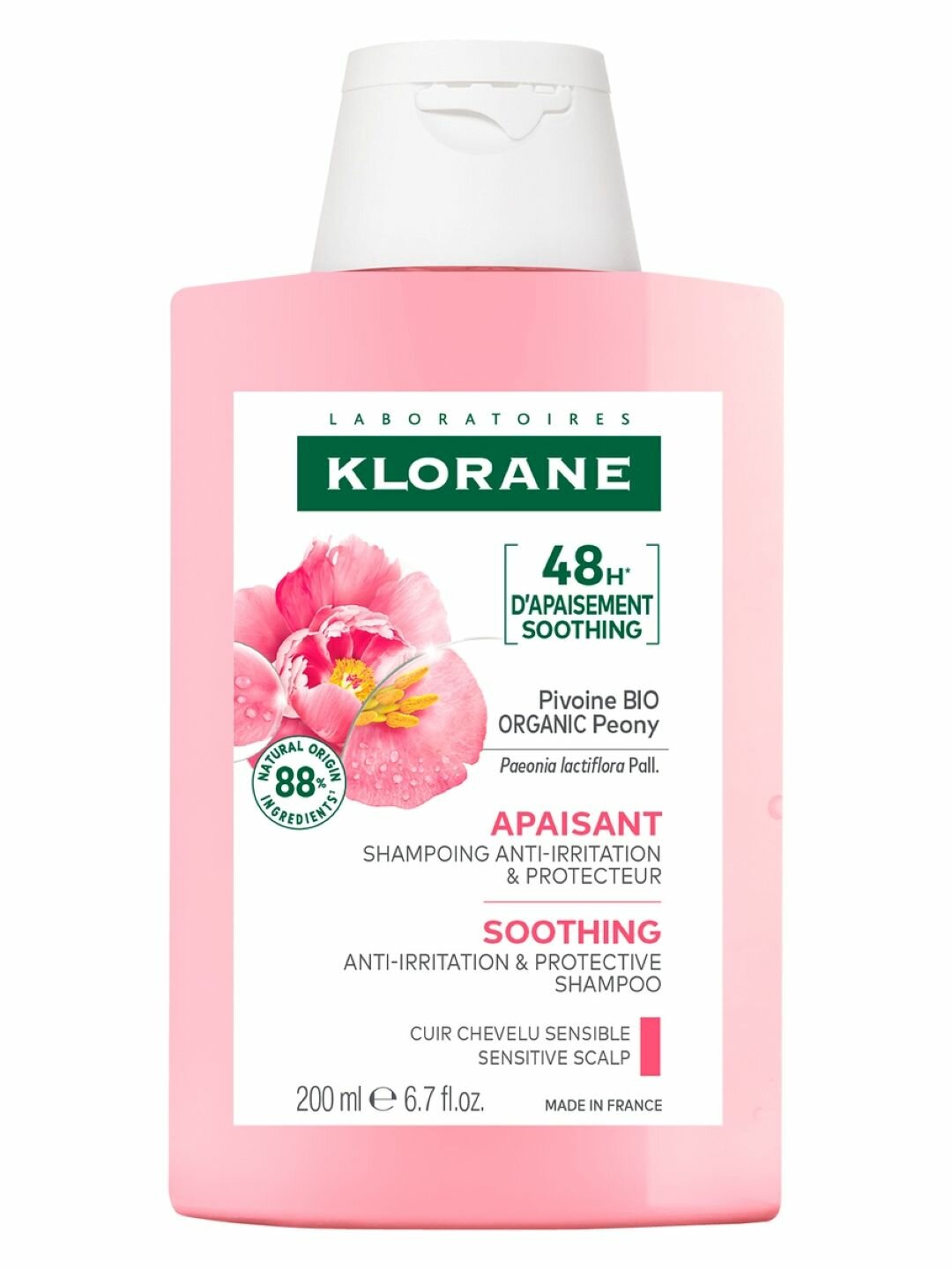 КЛОРАН Успокаивающий защитный шампунь с органическим пионом, 200 мл | KLORANE Shampoo with Peony