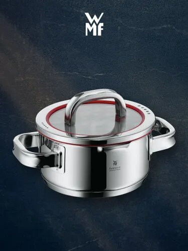 Низкая кастрюля с крышкой WMF Function 4, диаметр 20см, объем 2.5 л, подходит для всех типов плит, нержавеющая сталь Cromargan