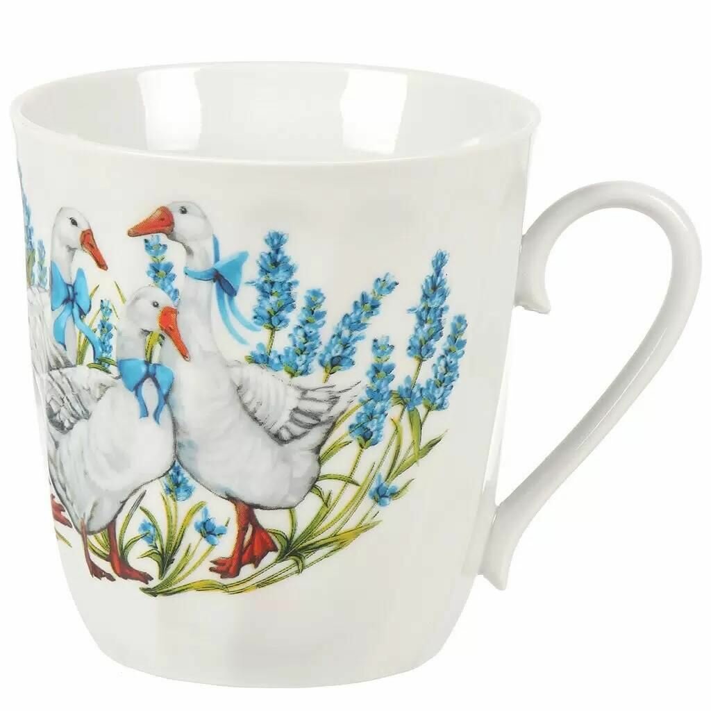 Кружка Дулевский фарфор "Витая", Гуси, фарфоровая, 350 мл