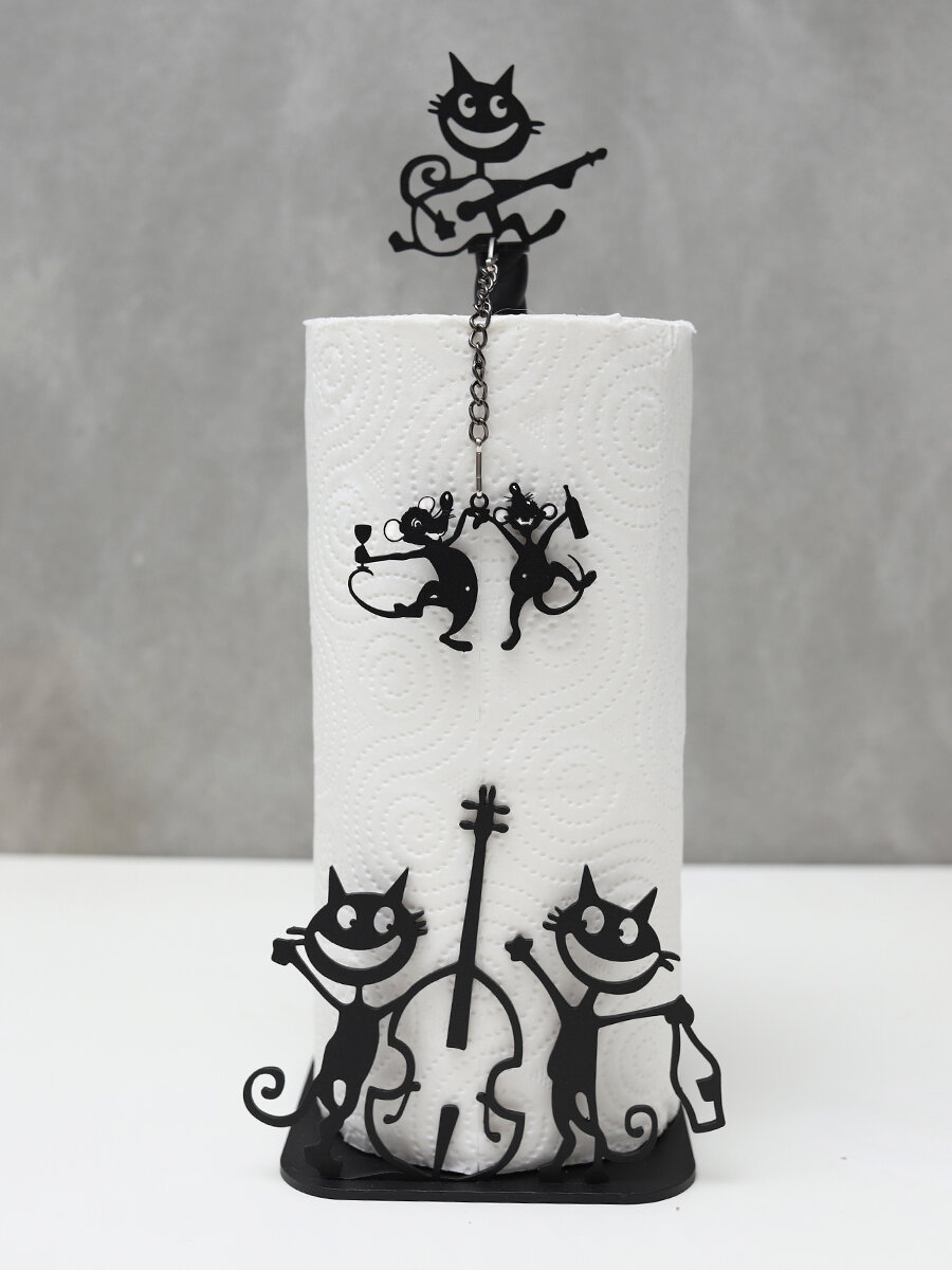 Держатель кухонный для рулонного и бумажного полотенца, настольный, цвет черный, A. R. COMPANY16, сталь