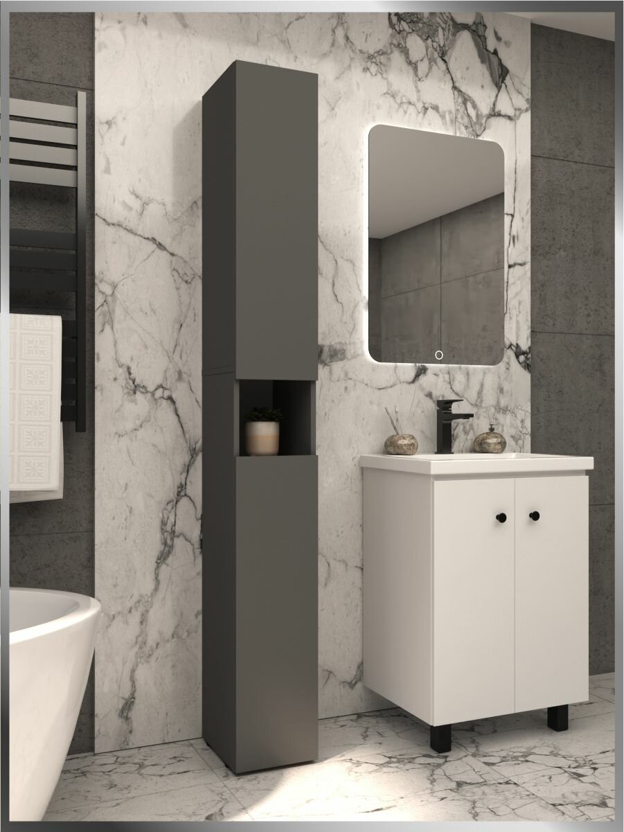 Шкаф-пенал в ванную Графит