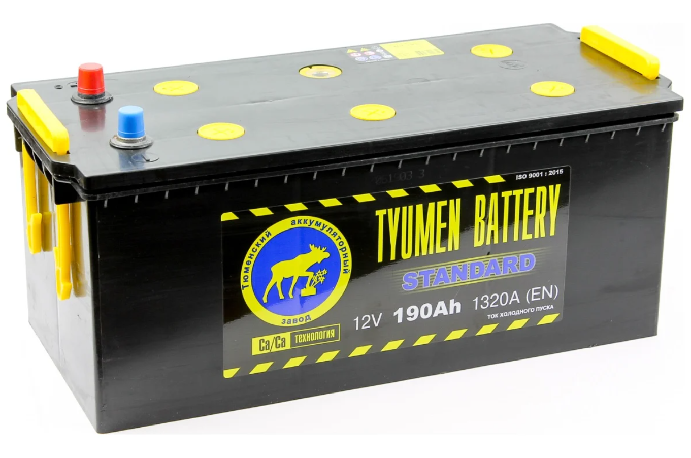 Аккумуляторная батарея TYUMEN BATTERY Тюмень standard 6ст -132 l евро. конус (TNS132.3), черный/желтый