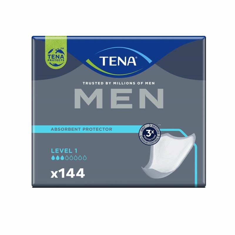 Прокладки урологические для мужчин Tena Men Level 1 Light, 3 капли, 300 мл, 6x24 штуки 144 штуки.