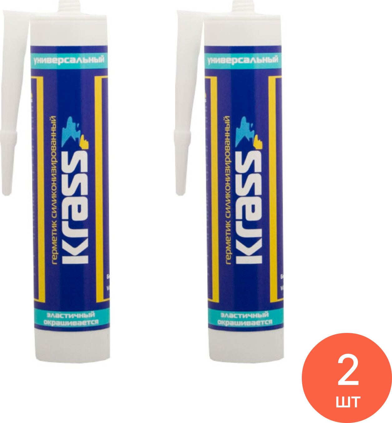 Герметик силиконизированный Krass / Красс универсальный, прозрачный, 300мл / строительство и ремонт (комплект из 2 шт)