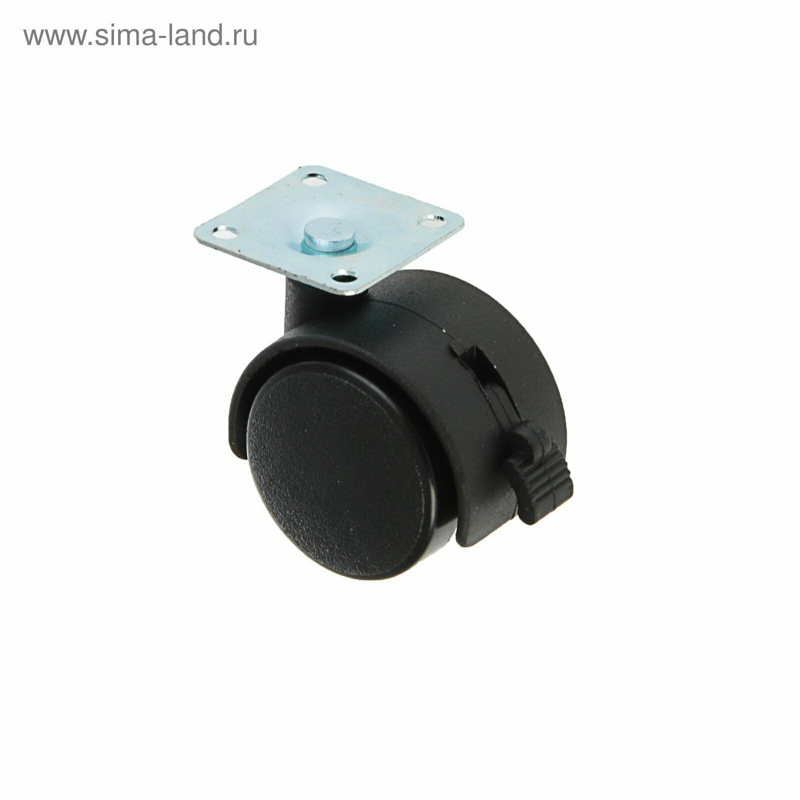 Колесо мебельное, d=40 мм, на площадке, с тормозом, материал колеса: пластик, 4 шт.