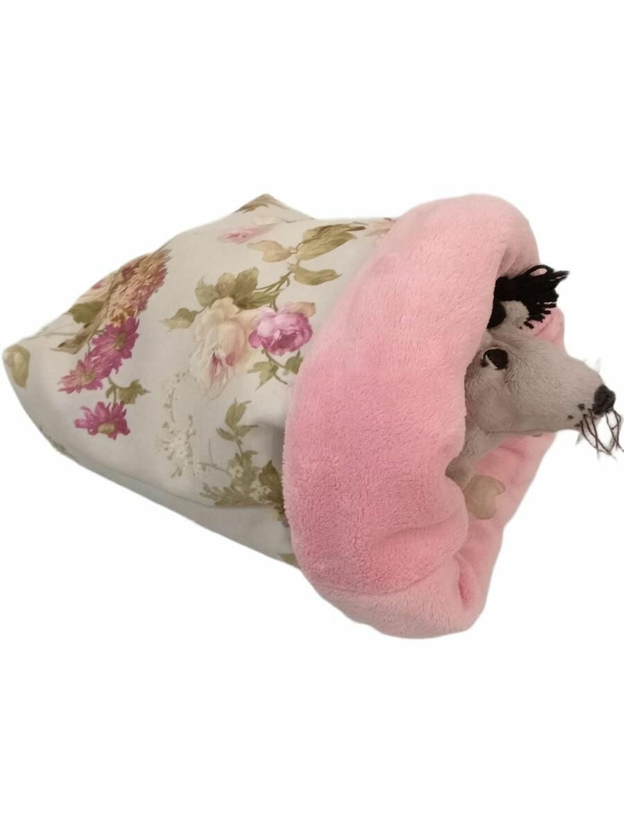 Норка - лежанка для мелких домашних животных 28х32 см, Розовый букет.