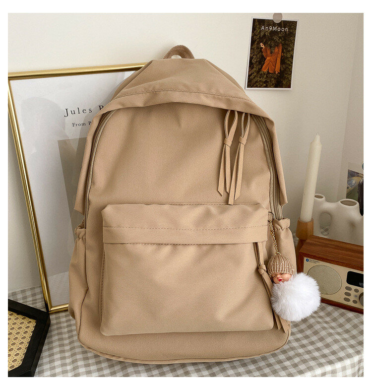 Backpack fashion forward nylon для студентов колледжа с карманом и внутренним отделением, khaki