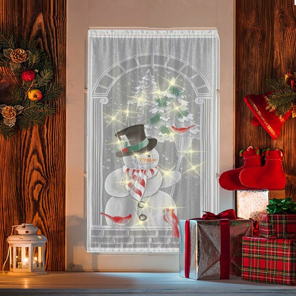 Кружевные шторы с подсветкой в виде снеговика затемнённые занавески для гостиной и спальни