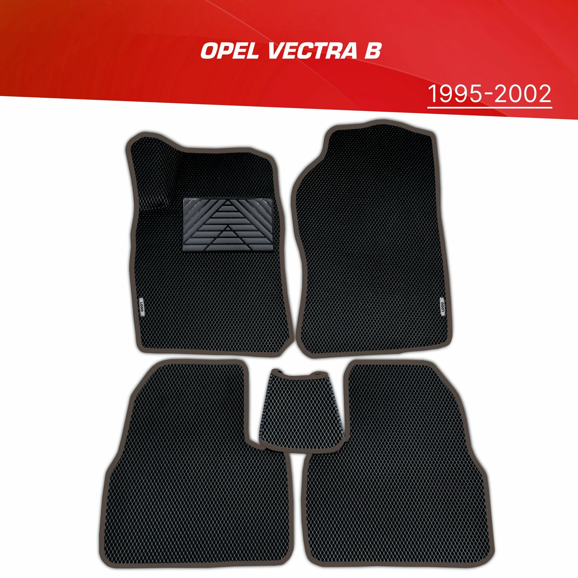 Коврики EVA (ЕВА) 3D Opel Vectra B с подпятником +2 логотипа / Опель Вектра Б (1995-2002)
