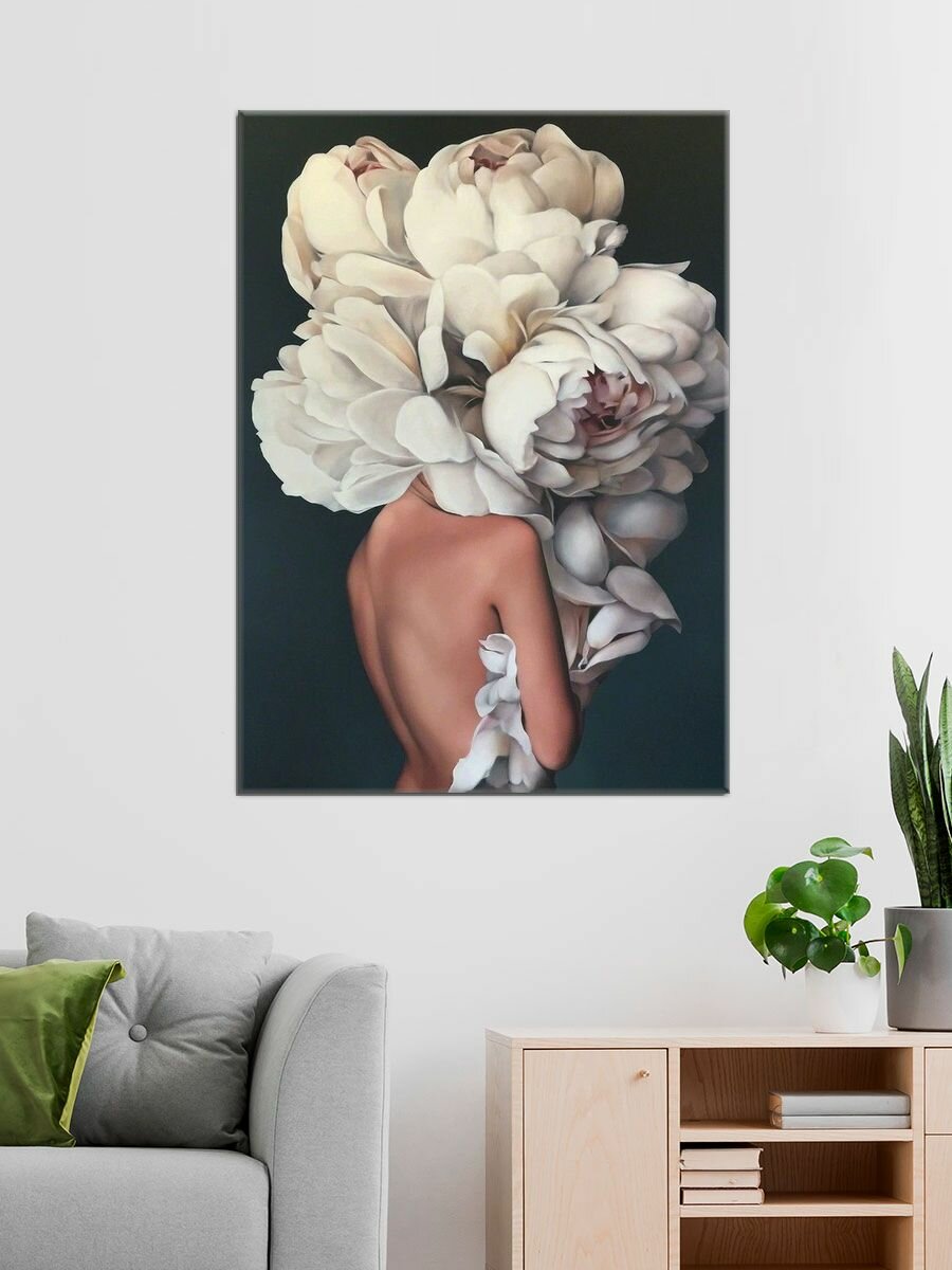 Картина на стену "Девушка в пионах", 30х40 см