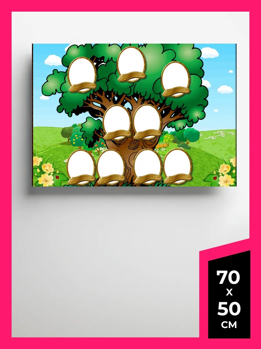 Плакат Семейное древо постер 14 A5070, матовая фотобумага премиум качества