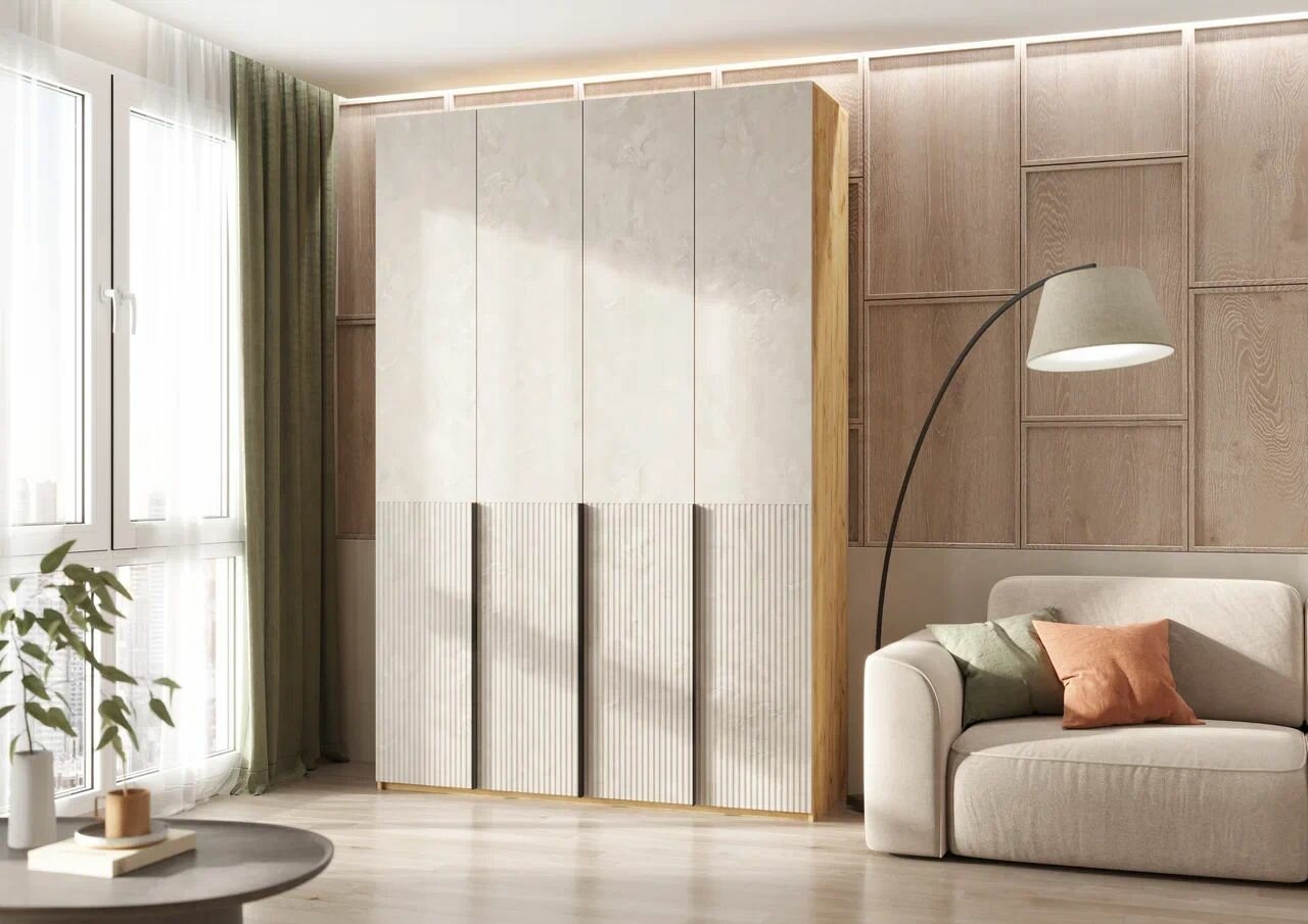 Марвэл Шкаф 4-х ств. 1600 мм с доп. ящиками Мальта, Дуб Крафт