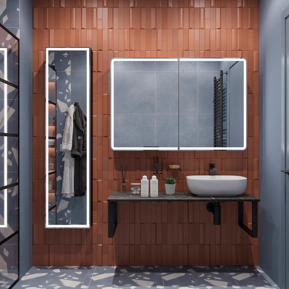 Столешница в ванную под раковину DIWO Элиста 120 черный мрамор, отверстие справа, без кронштейнов