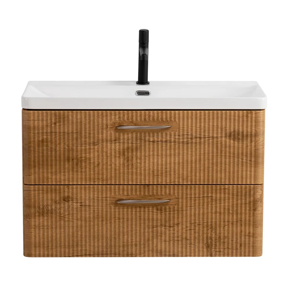 Тумба под раковину без столешницы BelBagno Due 80 подвесная, светлое дерево, матовая, из МДФ, тумба для ванной, с ящиками, с доводчиками