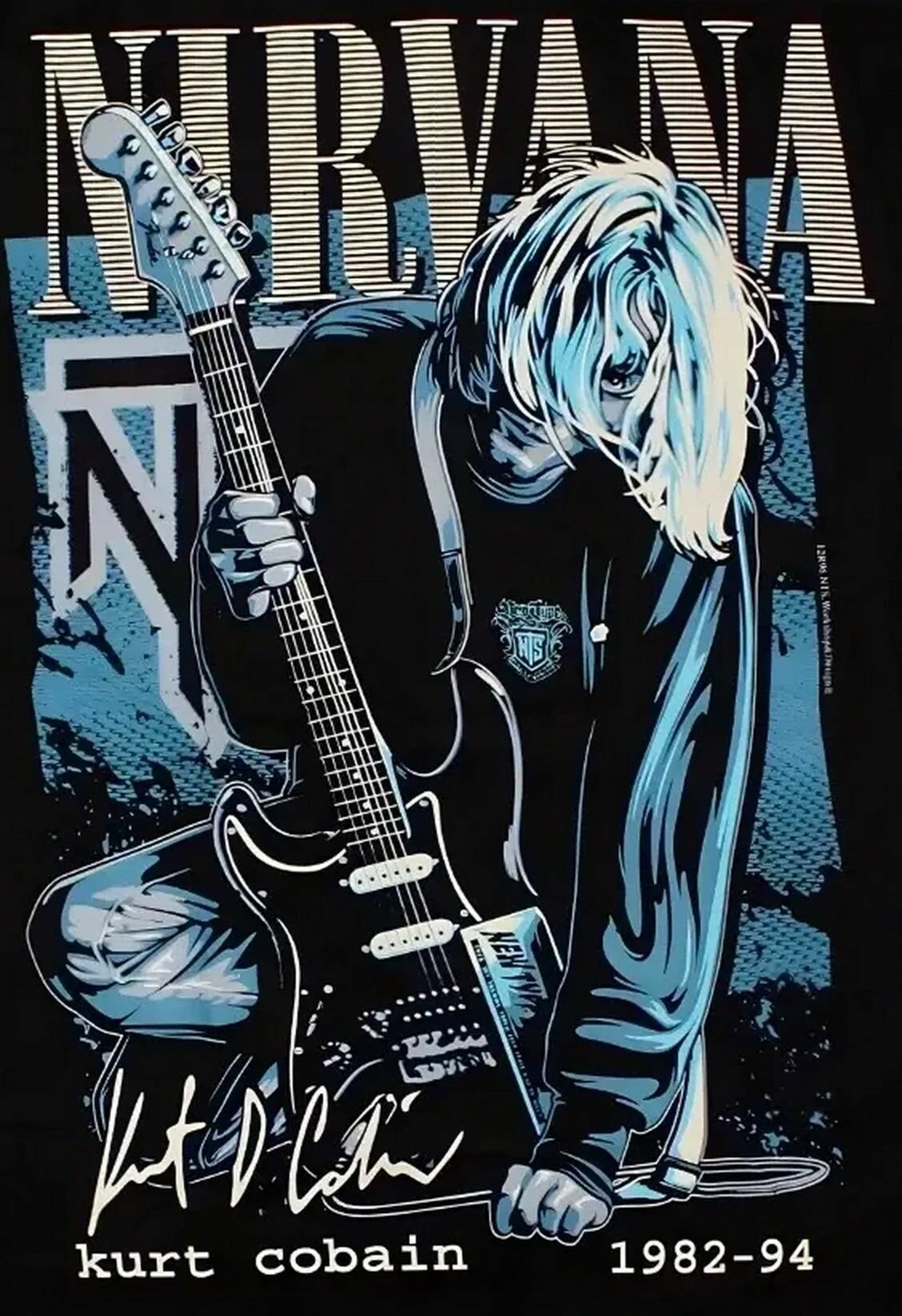 Плакат, постер Курт Кобейн рок-музыкант, вокалист, гитарист. Нирвана на бумаге, размер 21х30см