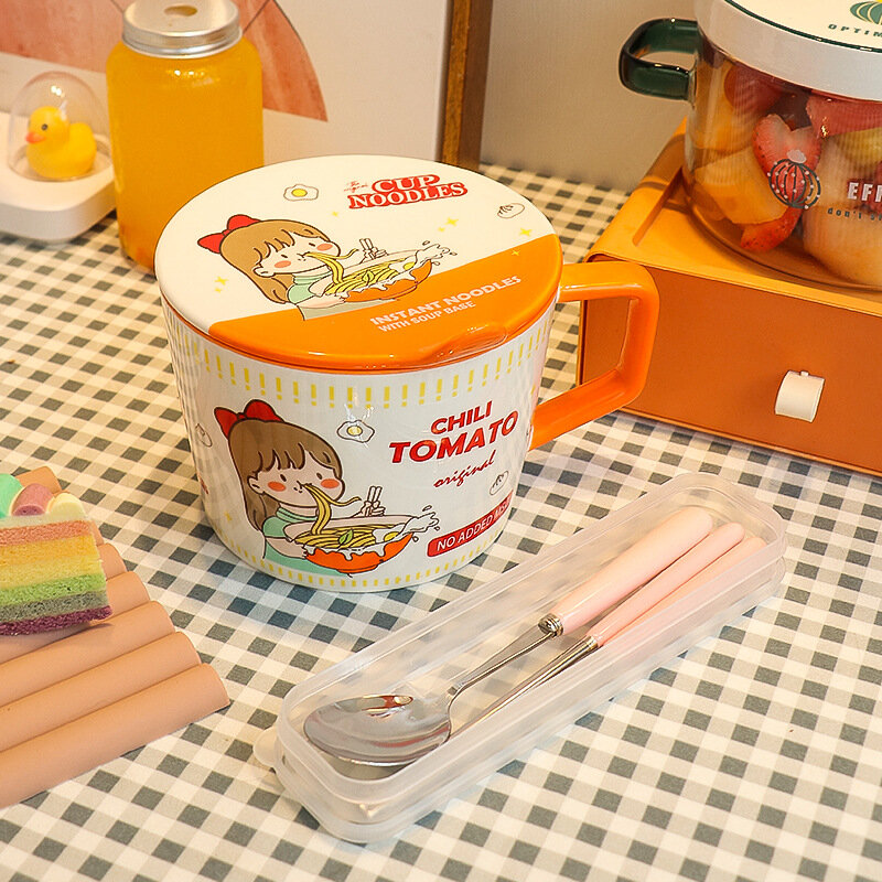 Миска для азиатских супов и лапши с крышкой, керамика, cалатник 950мл, комплект ложек и палочек