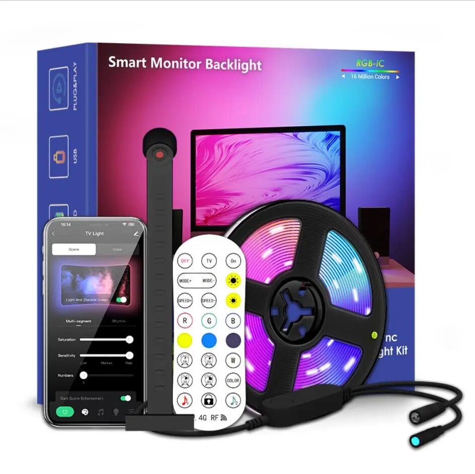 RGBIC светодиодная лента KcoiiFun для телевизора 55-75 дюймов 5M-16.4FT
