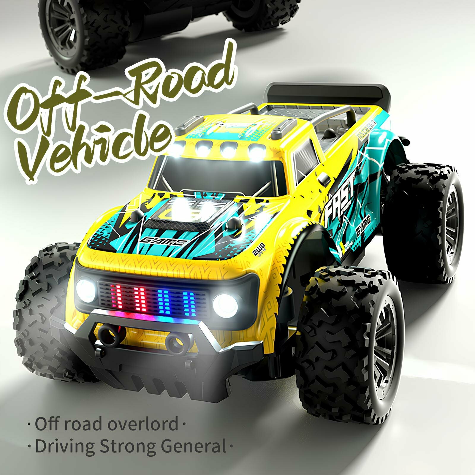 Радиоуправляемая машинка, внедорожник 2WD 1:20 с светодиодными фарами - жёлтый