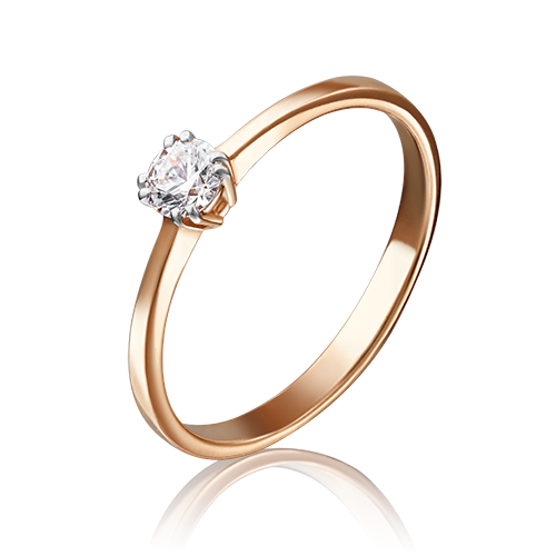 Кольцо, красное золото, 585 проба, фианит