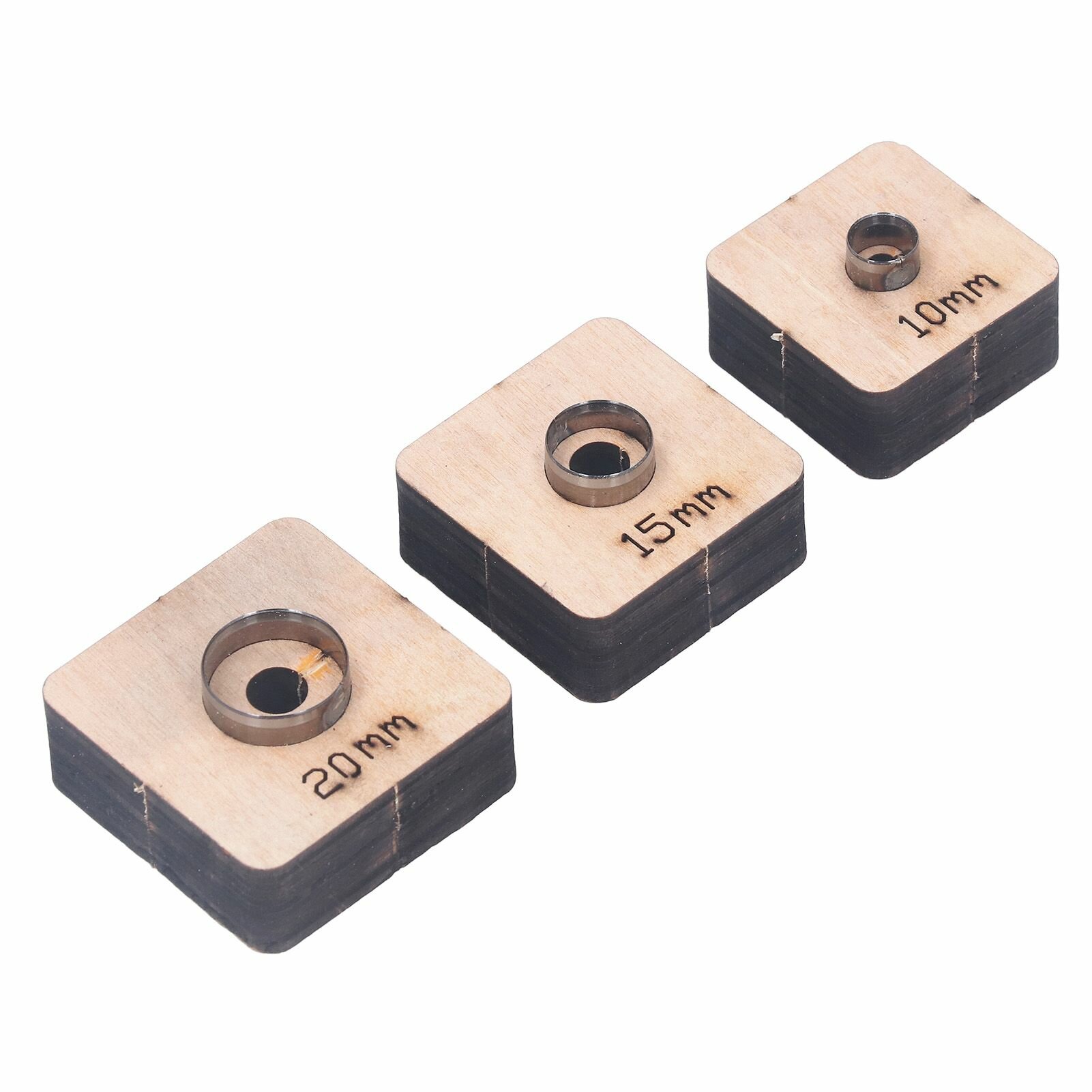 3 шт круглых режущих штампов с деревянной доской, диаметры 10, 15, 20 мм