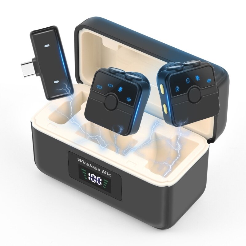 Магнитный Беспроводной Микрофон Type C С Зарядным Футляром 48K Запись 15 мс С Низкой Задержкой Шумоподавление Эффект Погружения