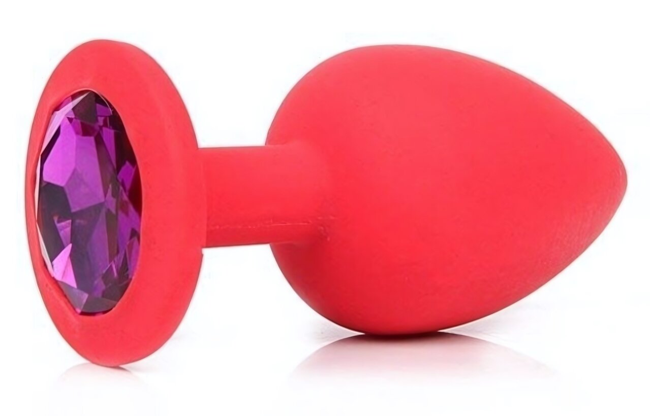 Стимулятор анальный силиконовый с кристаллом, 6,5 см, красный, коллекция «Silicone» ONJOY
